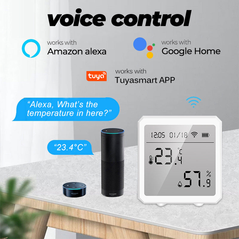 Smart WiFi Temperature and Humidity Sensor - Tuya Compatible, Indoor W ...