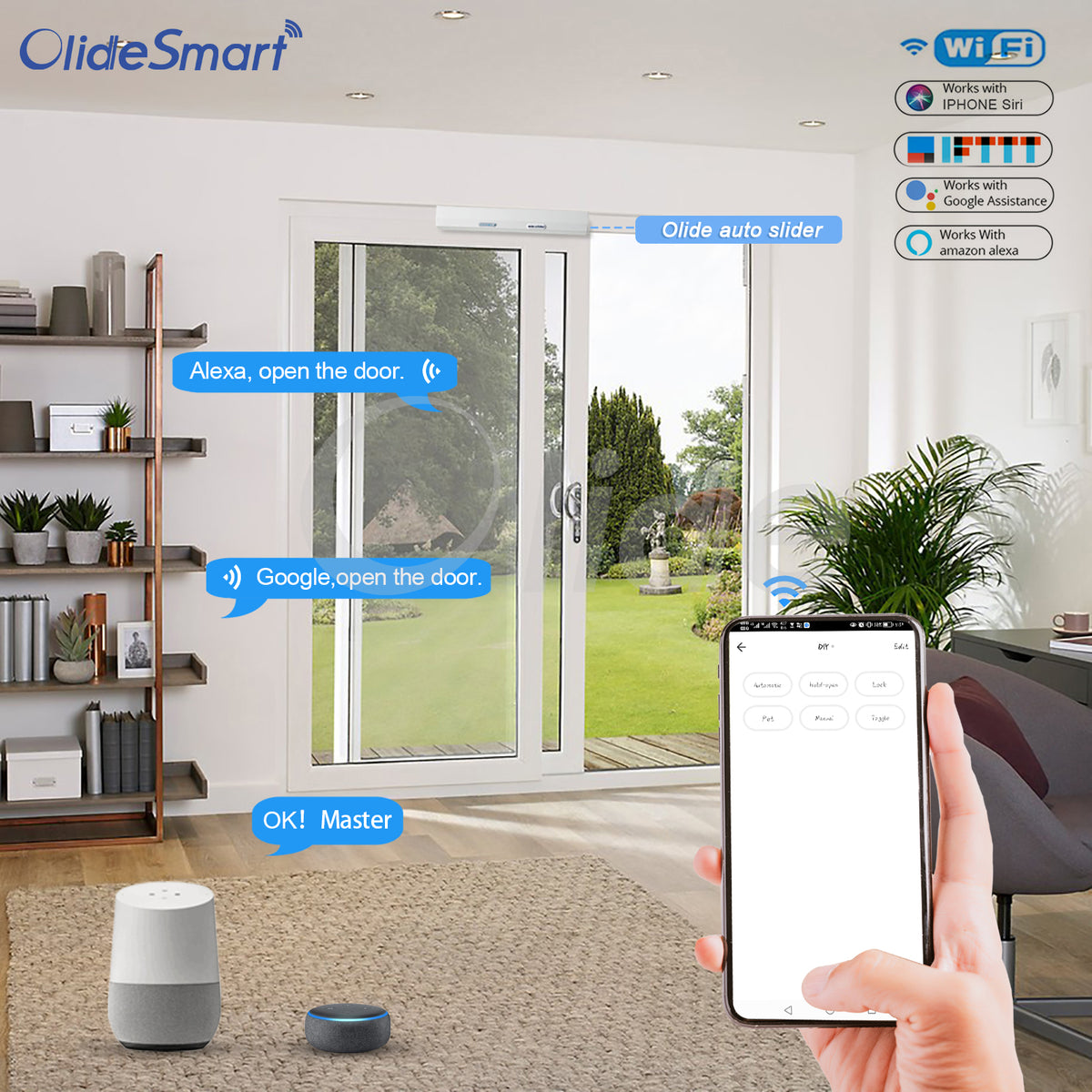 Olide Smart Phone APP Control Home Sliding Door with Image Recognition ...